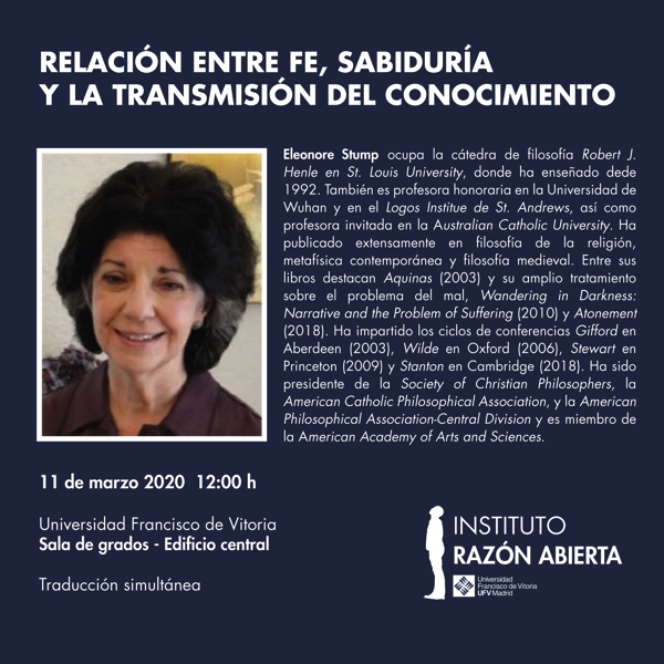 Eleonore Stump reflexionará sobre la relación entre fe, sabiduría y la ...